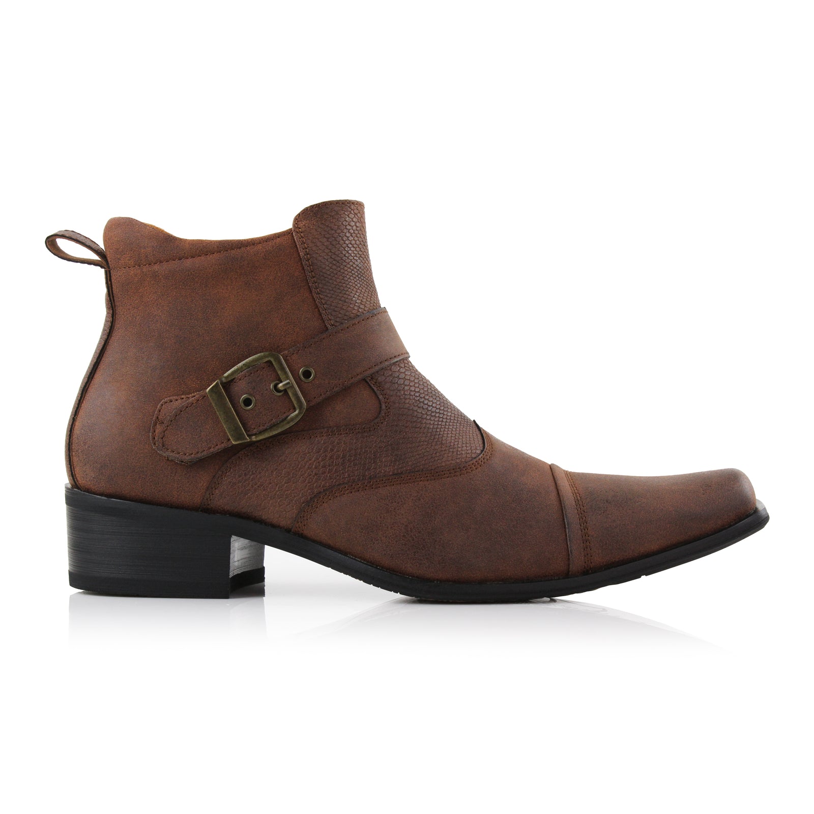 Ferro Aldo Men's Snake Texture Western Boot | Alejandro in Black