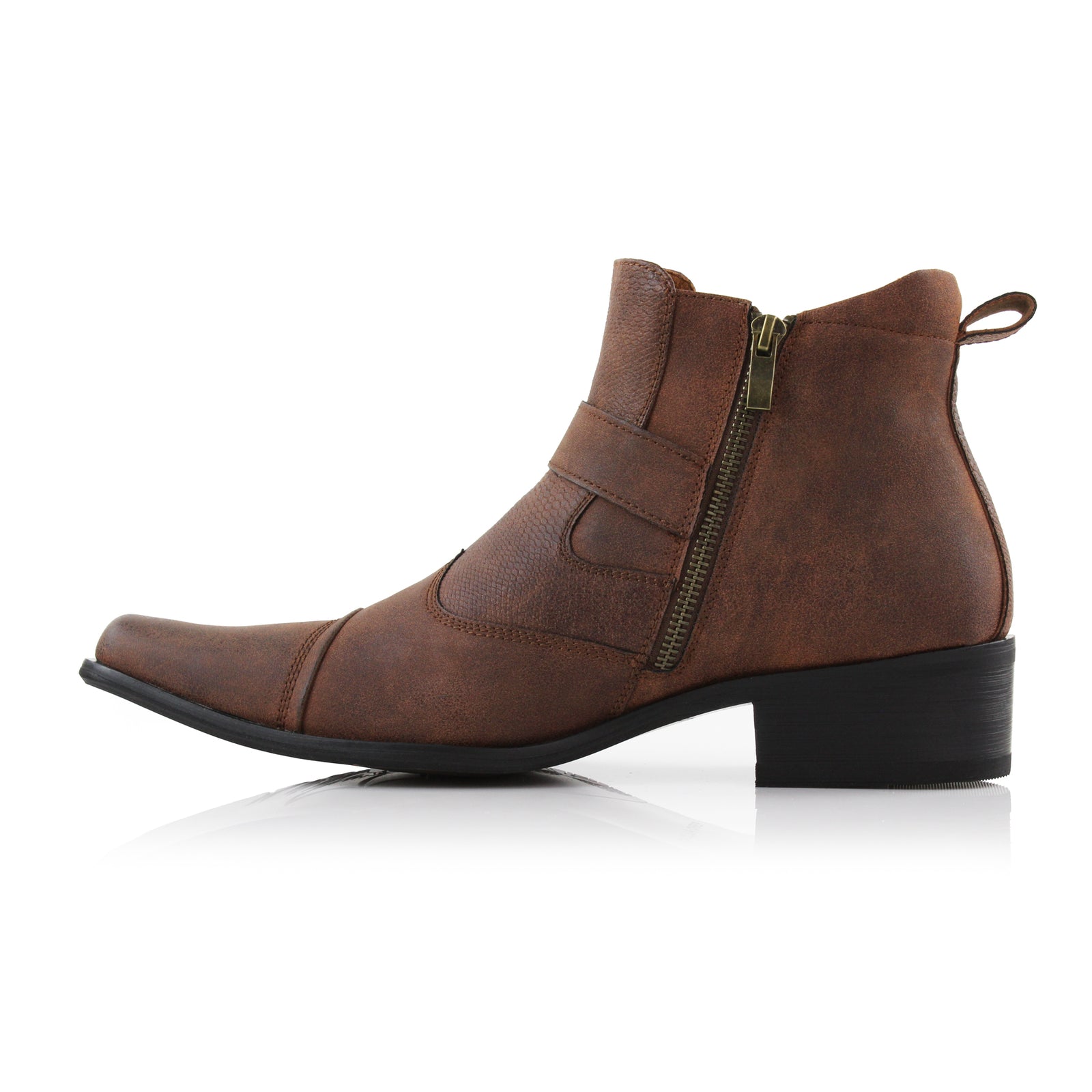 Ferro Aldo Men's Snake Texture Western Boot | Alejandro in Black