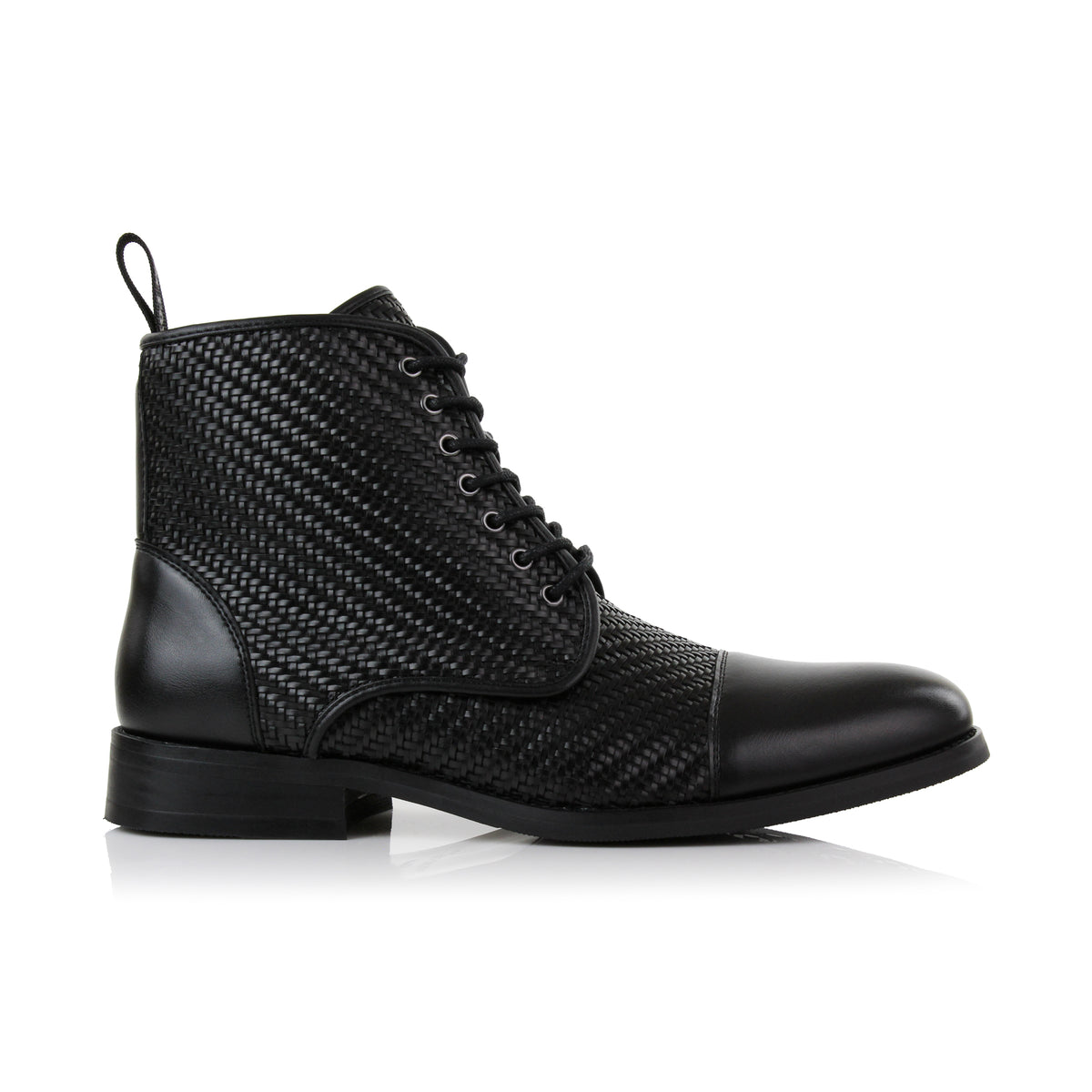 Woven Textured Derby Boots | Brooke in Woven Black
