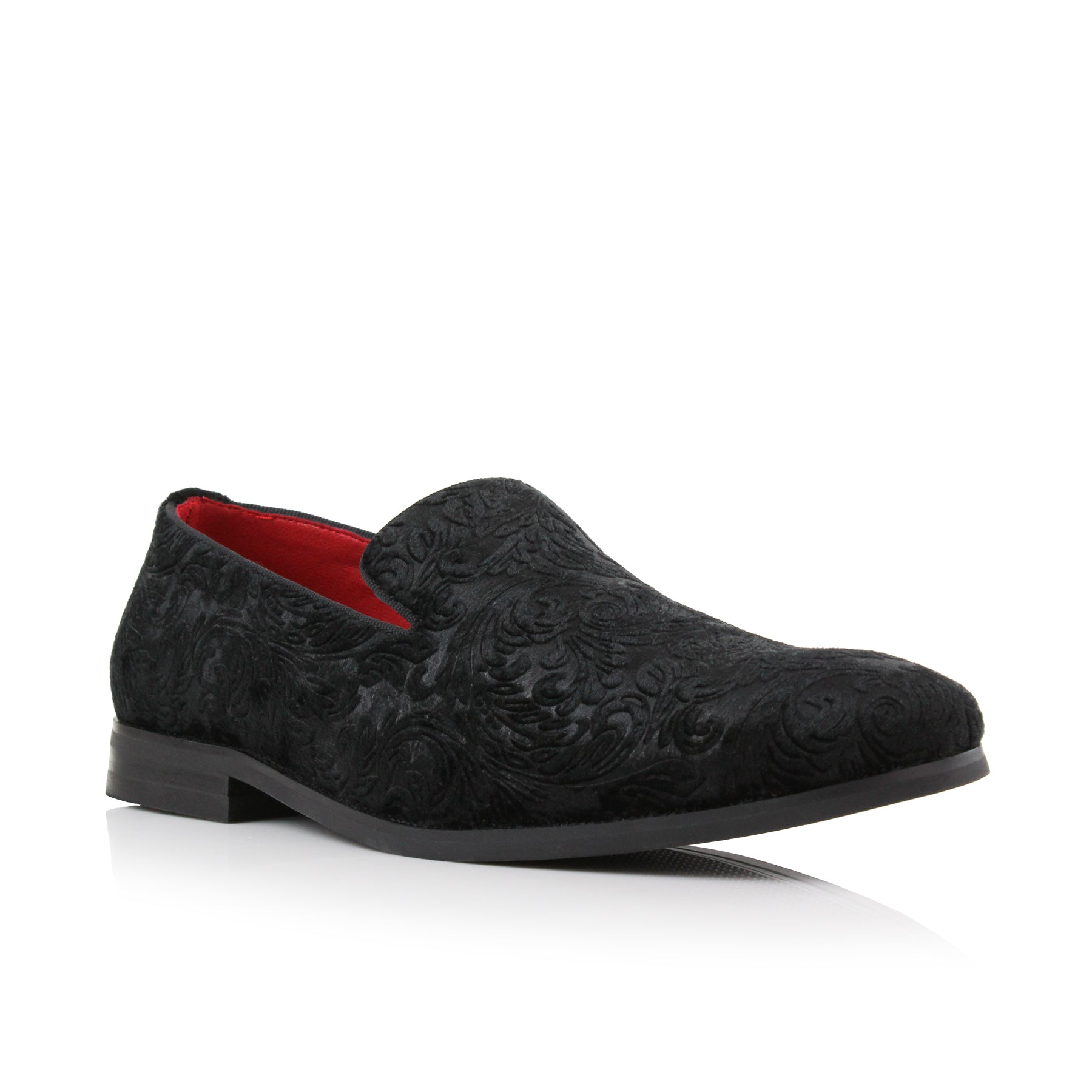 Embossed Wholecut Loafers | Clyde in Dahlia Black | Ferro Aldo