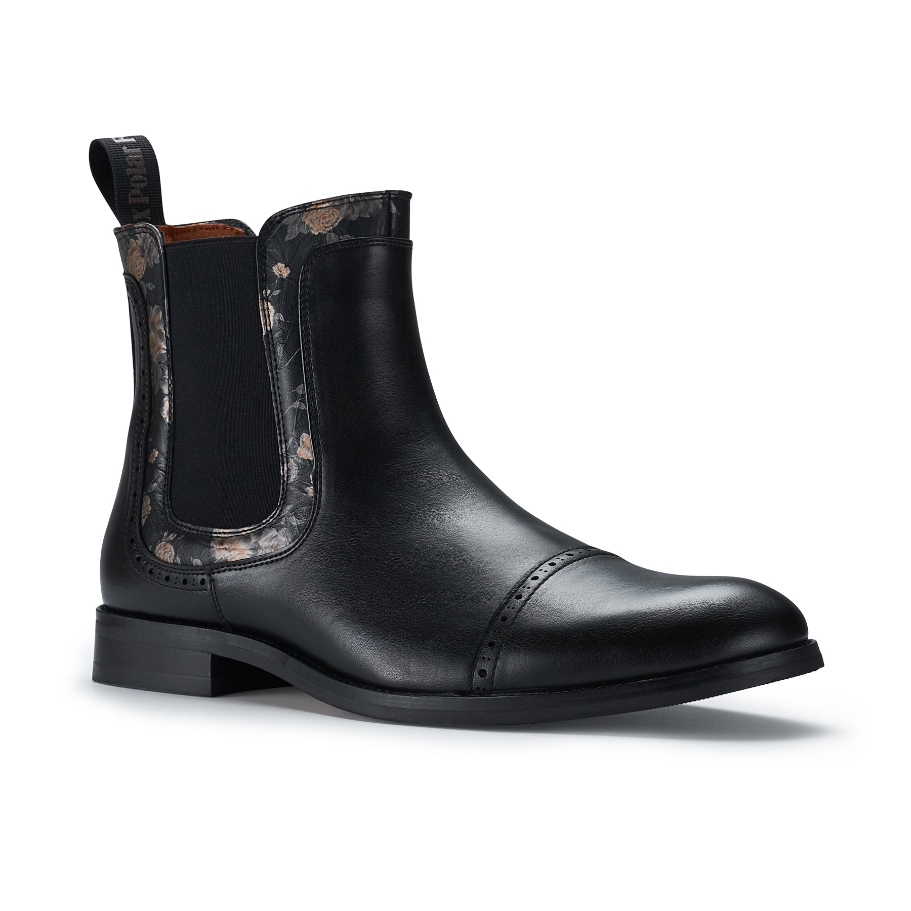 Polar Fox Men's Floral Chelsea Boots | Frederick in Orchid Black