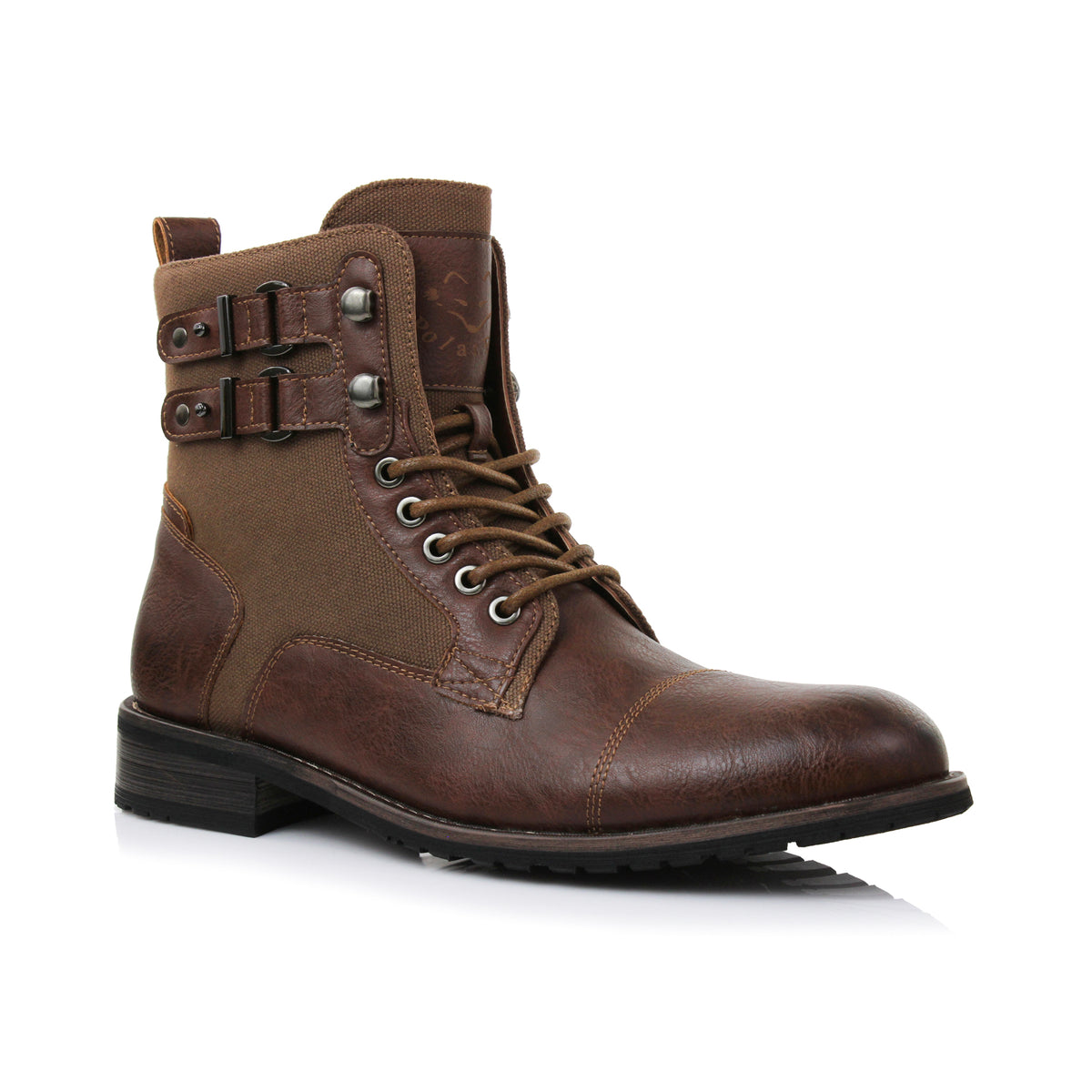 Polar Fox Men's Cap-Toe Combat Fashion Boot | Mitch in Brown