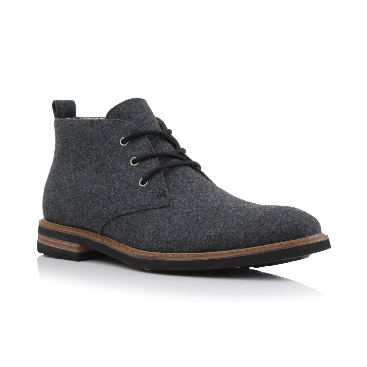 Ferro Aldo Men's Vegan Wool Chukka Boots | Pablo in Charcoal Wool ...