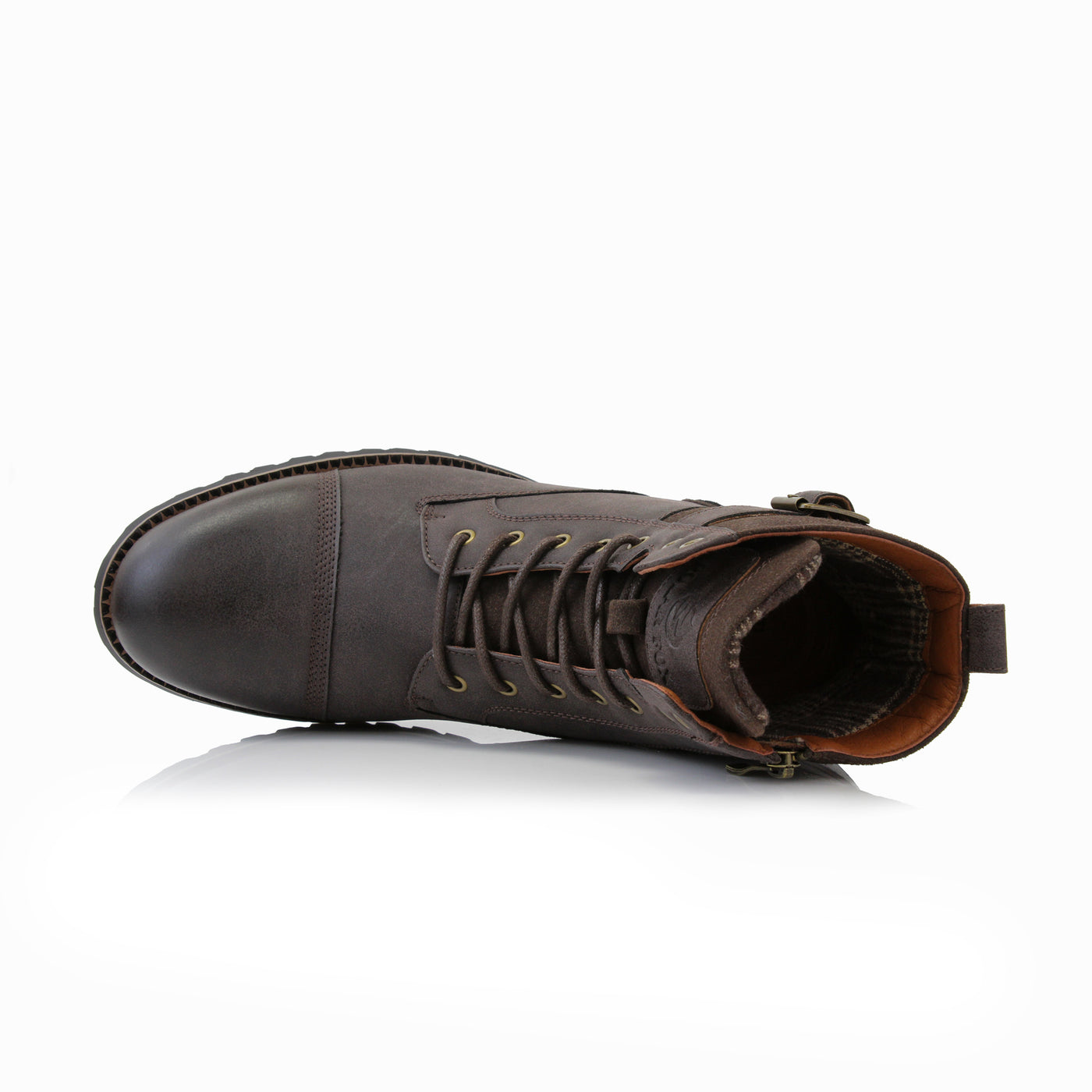 Polar Fox Men's Cap Toe Motorcycle Combat Boot | Patrick in Dark Mocha