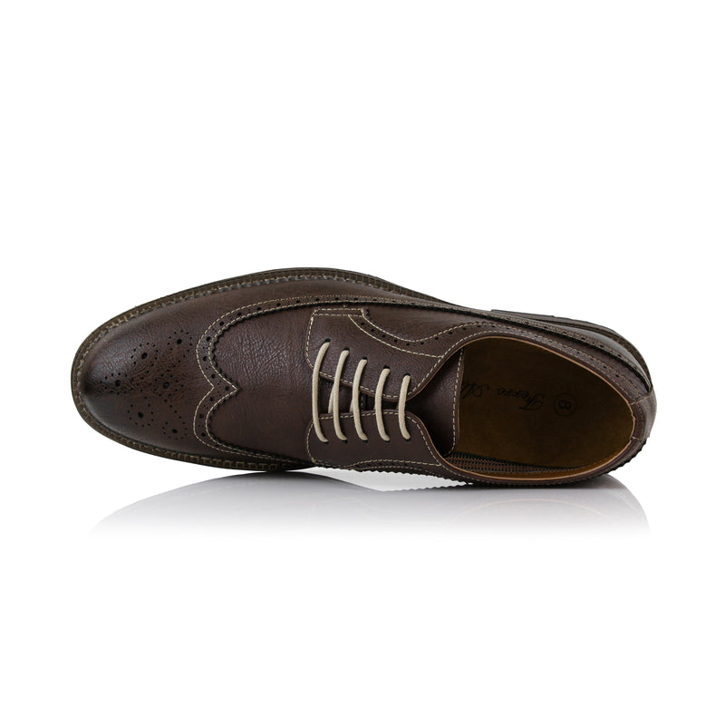 Ferro Aldo Men's Longwing Brogue Oxford | Phillip in Dark Brown
