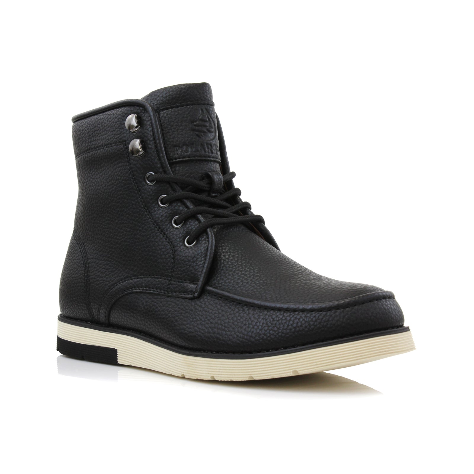 Men's Moc Toe High-Top Boots | BRIXTON in Grained Black | Conal Footwear
