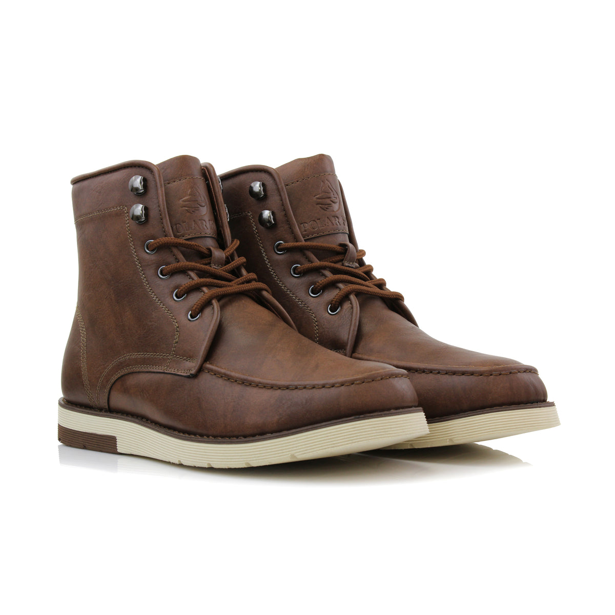 Men's Moc Toe High-Top Boots | BRIXTON in Pecan | Conal Footwear