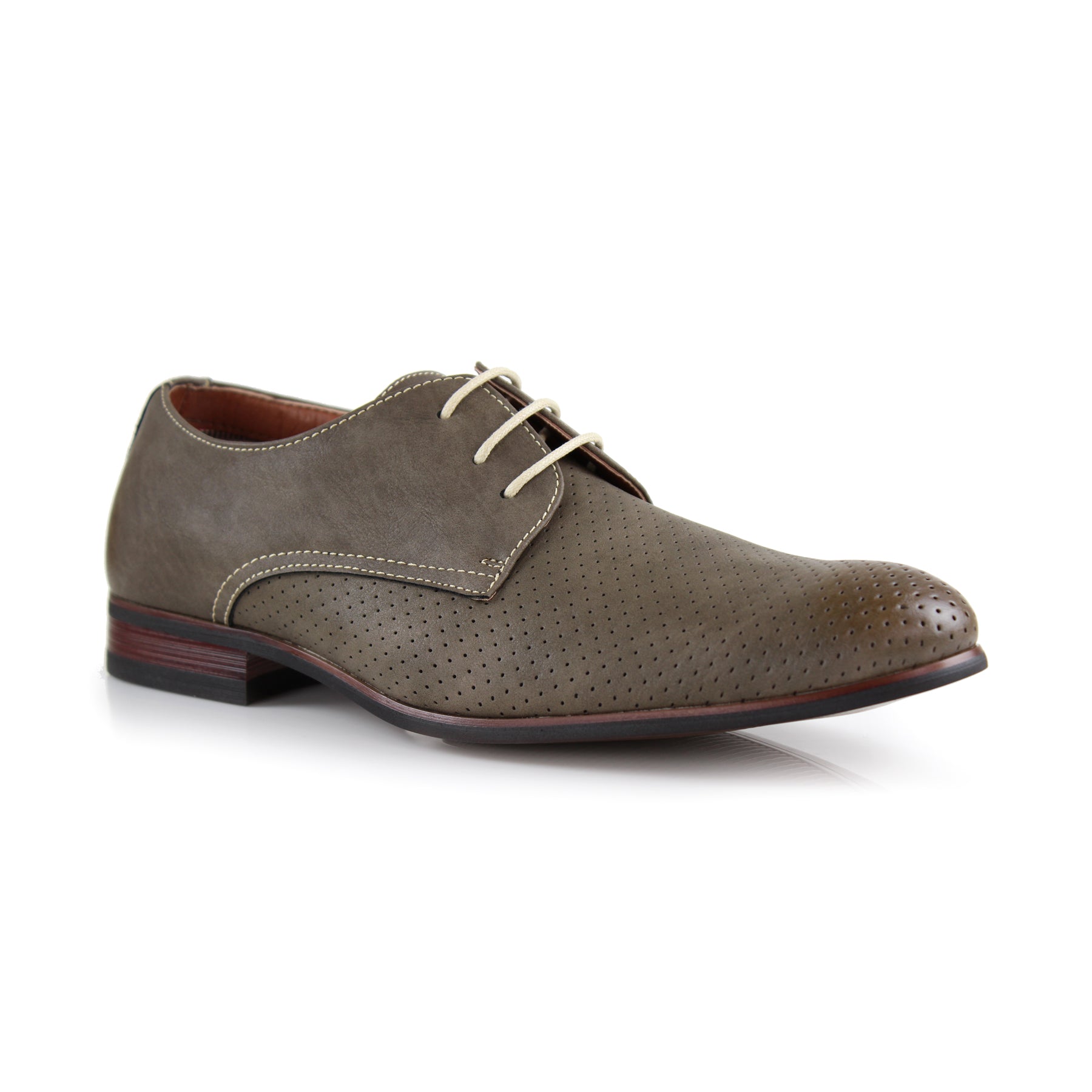 Ferro Aldo Men's Perforated Derby Dress Shoe | Isaiah in Mocha Brown