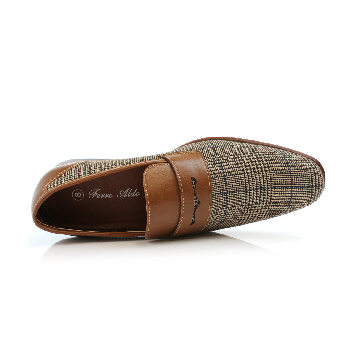Ferro Aldo Men's Patterned Penny Loafers | Sidney in Brown Plaid