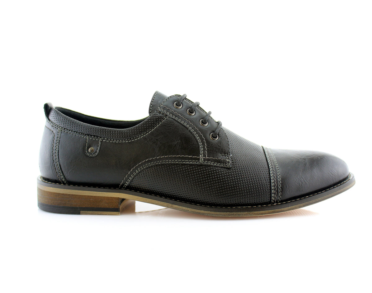 Casual Derby Man Shoes | Felix | Cap Toe Perforated Work Shoe