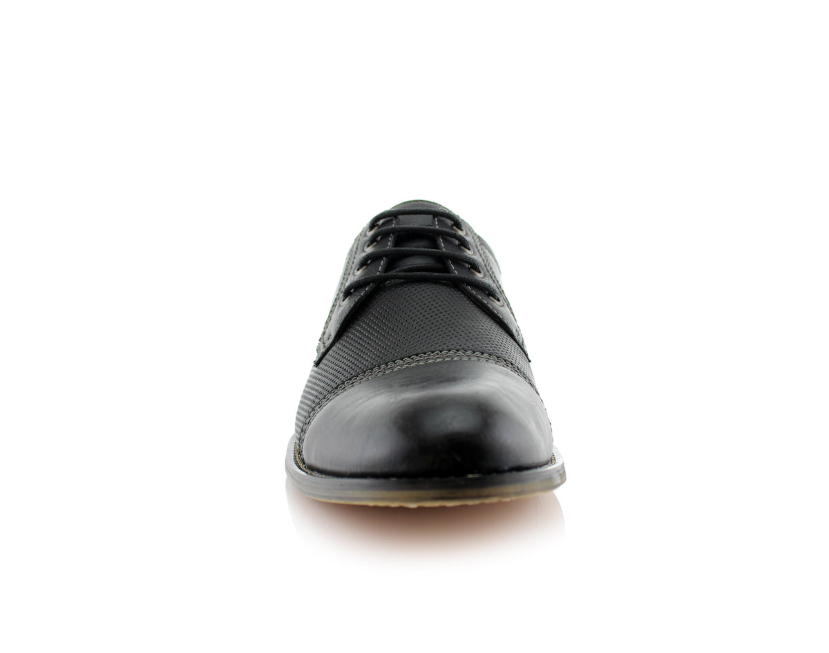 Casual Derby Man Shoes | Felix | Cap Toe Perforated Work Shoe