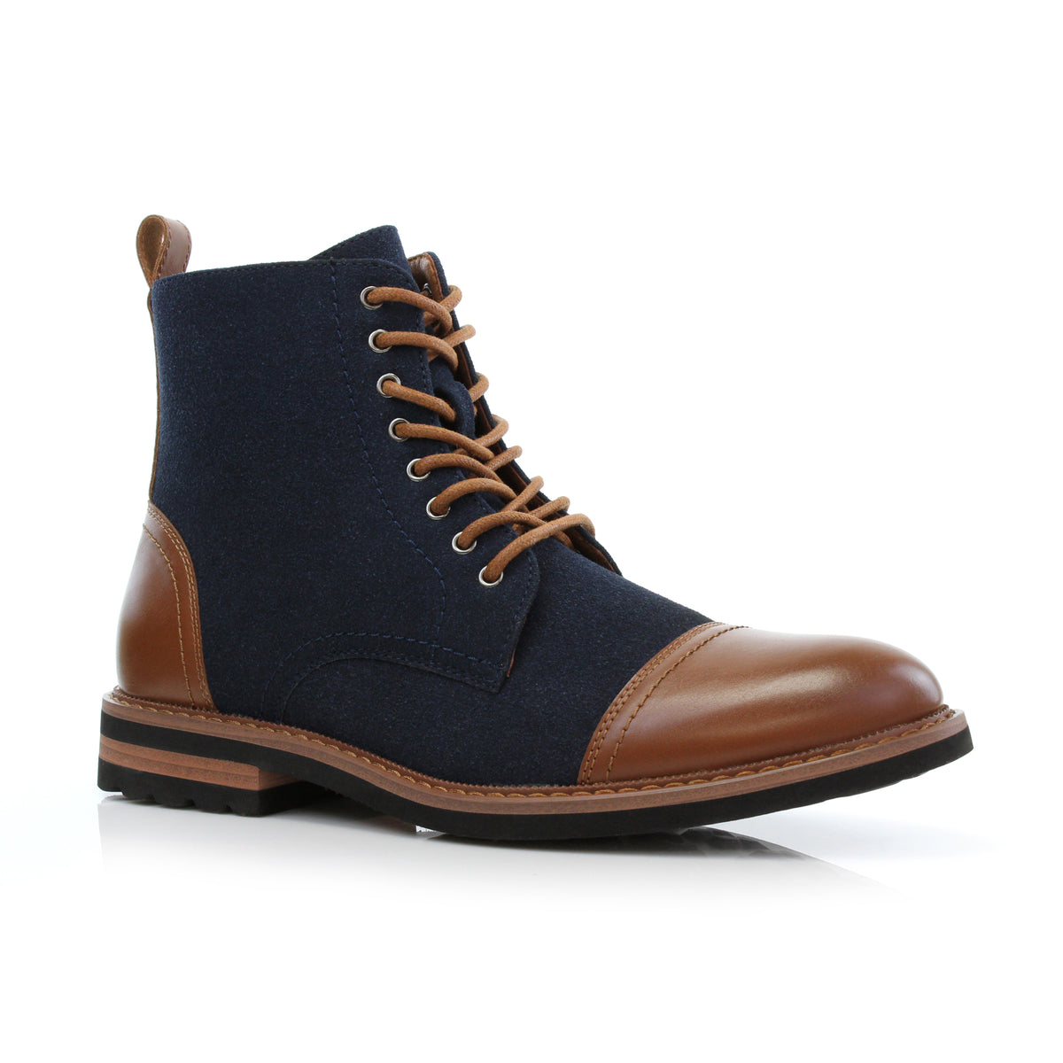 Blue Taupe Faux Leather Boots With Zipper Closure | Polar Fox | Wright